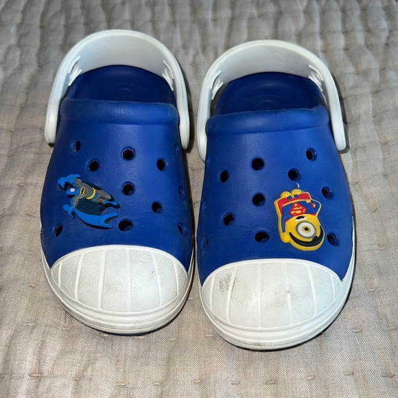 CROCS | Shoes | 42 Crocs Royal Bluewhite Bumpit Shoes With 2 Jibitz 1c ...